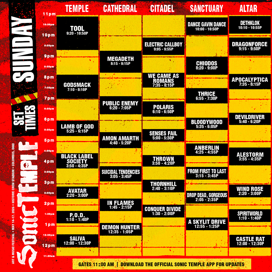 Schedules - Sonic Temple